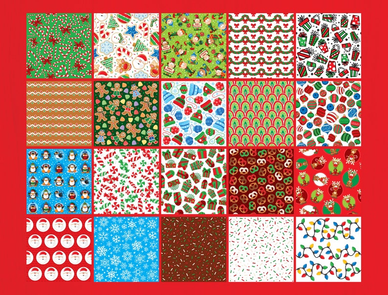 Cute Christmas Digital Paper Set Christmas Seamless Pattern Digital ...