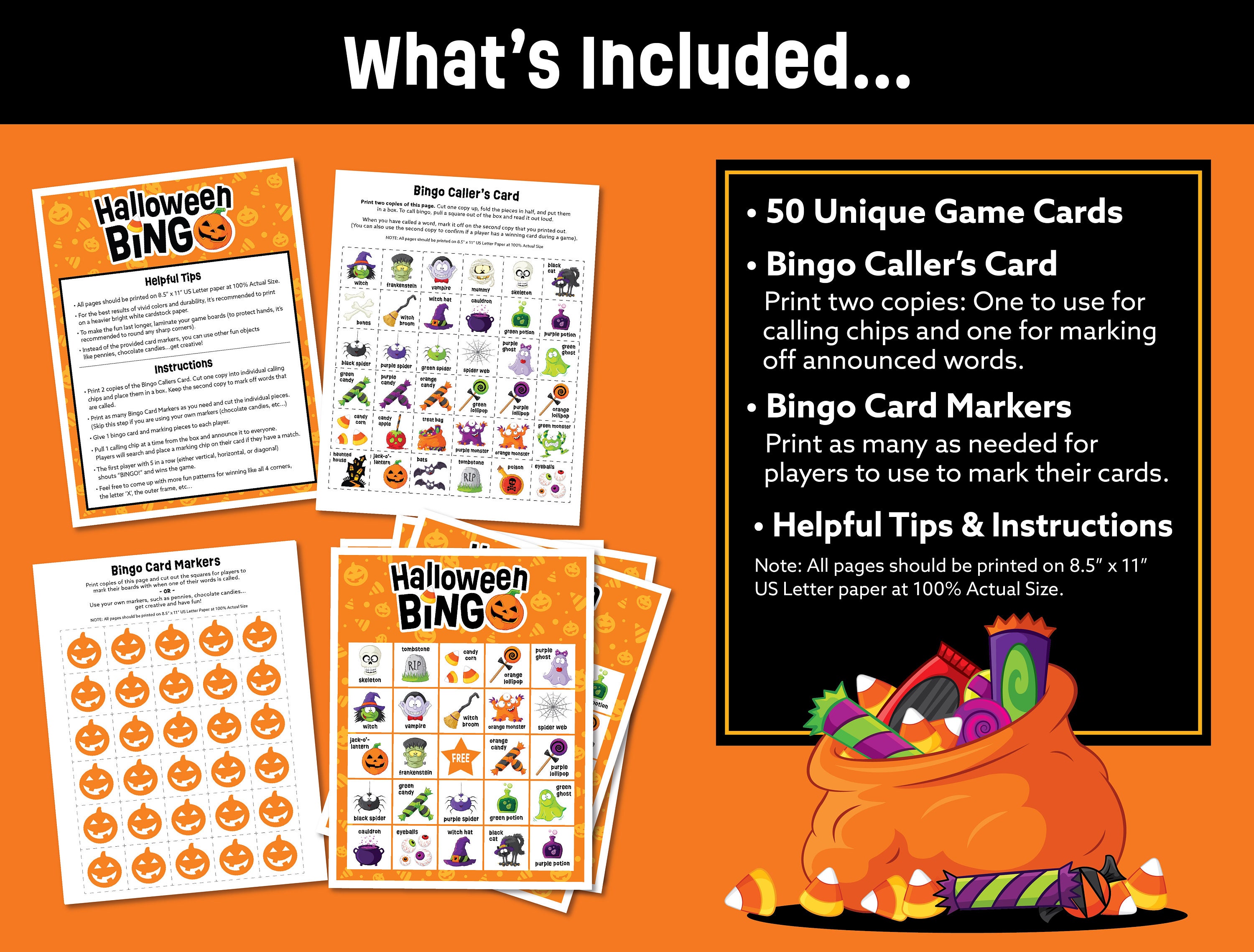 Halloween Party Bingo Game Printable - Instant Download - School ...