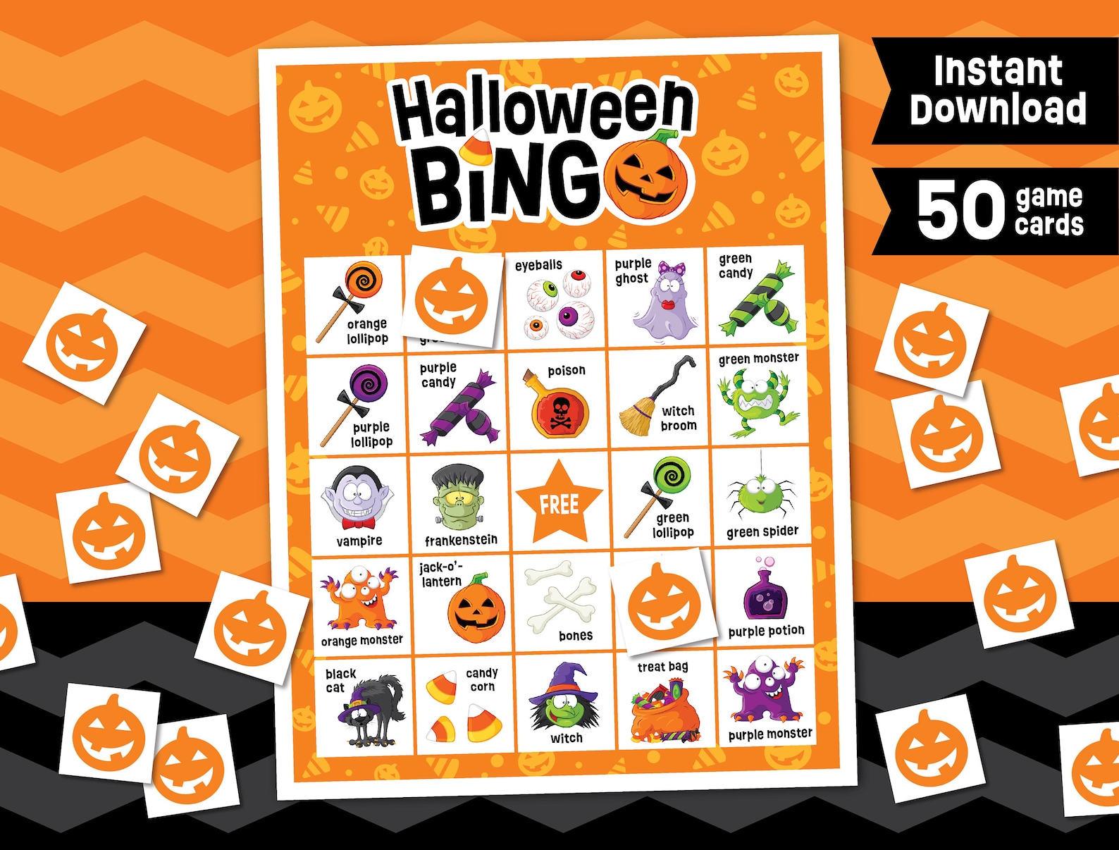 Halloween Party Bingo Game Printable - Instant Download - School ...