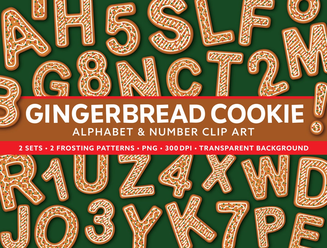 Gingerbread Cookie Alphabet Clipart - Commercial Use - Gingerbread ...