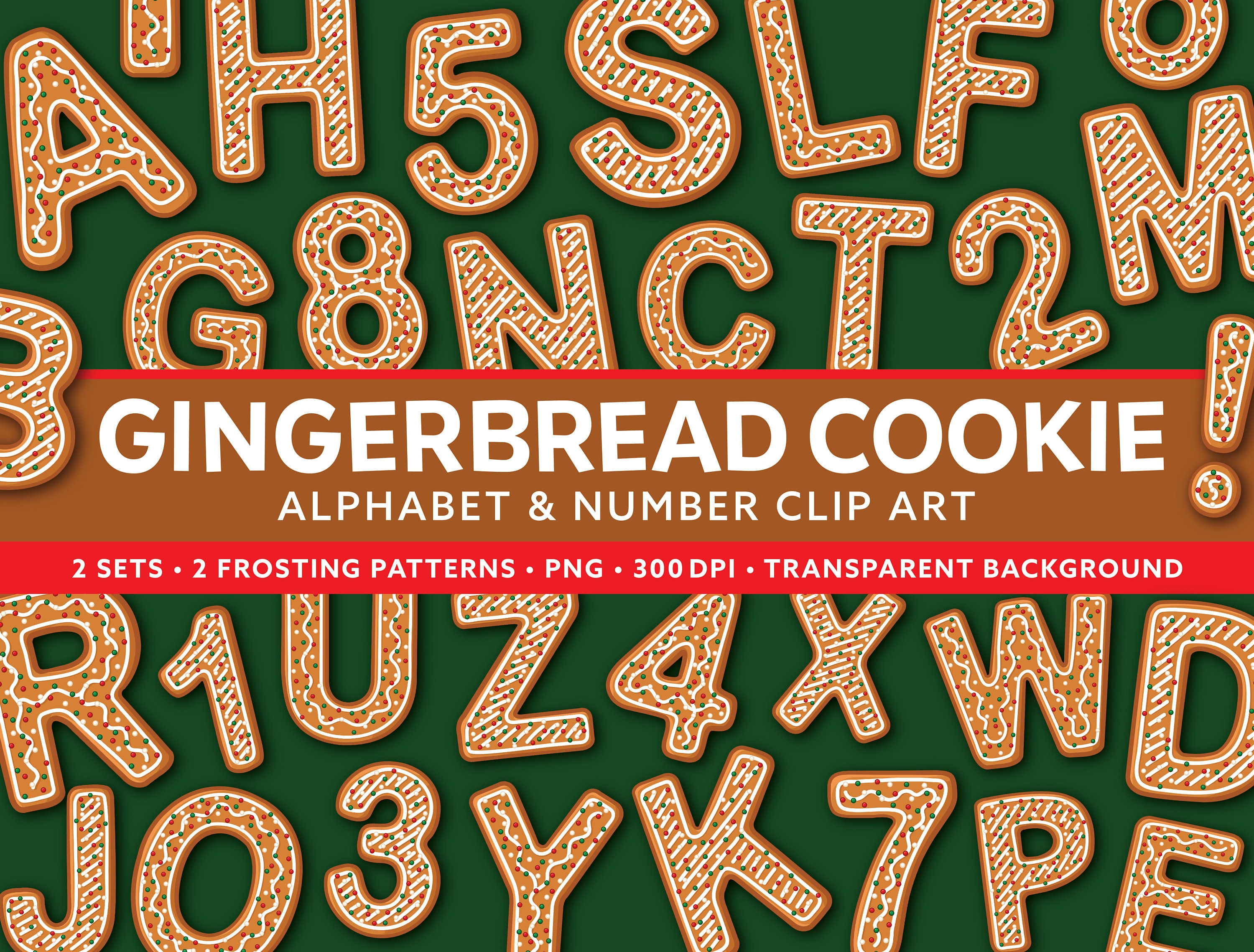Gingerbread Cookie Alphabet Clipart Commercial Use Gingerbread Letter ...