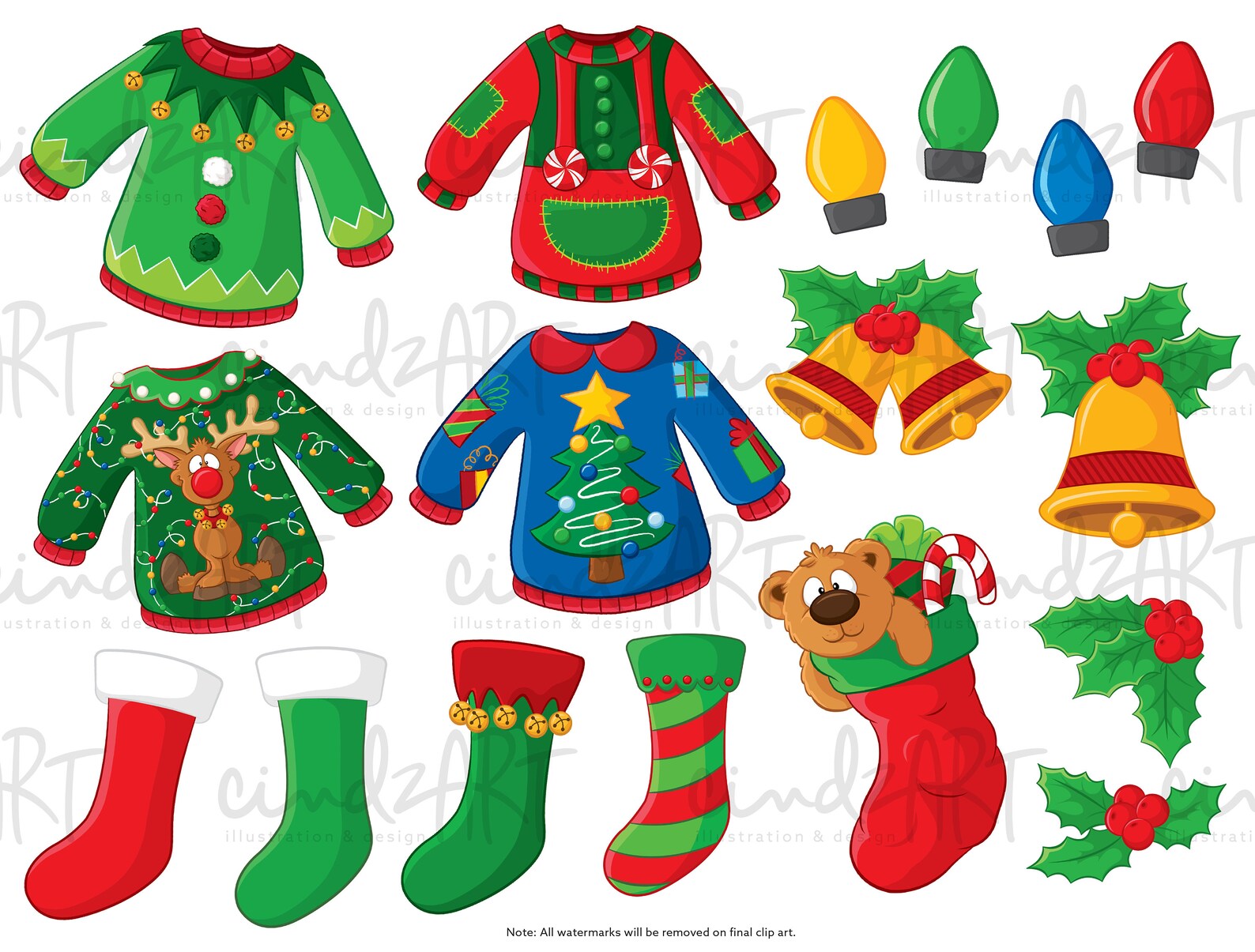 Cute Christmas Clip Art Commercial Use Christmas Clipart - Etsy