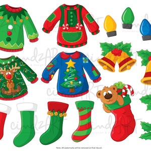 Cute Christmas Clip Art - Commercial Use - Christmas Clipart Bundle ...