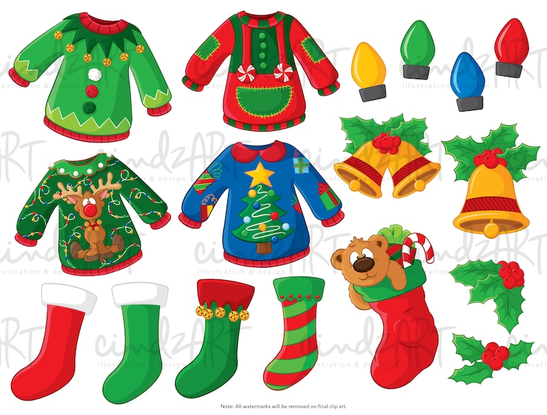 Cute Christmas Clip Art Commercial Use Christmas Clipart - Etsy