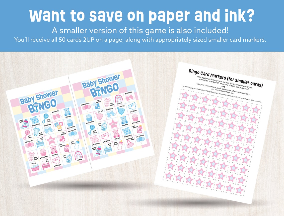 Baby Shower Bingo Game Printable Baby Boy Girl Bingo Games Gender ...