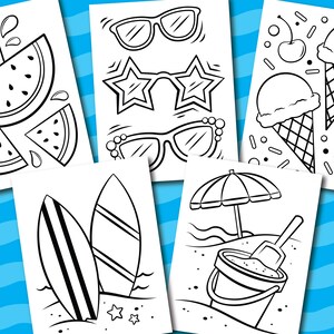 Summer Fun Coloring Page Set - Instant Download - Pool Party Activity ...