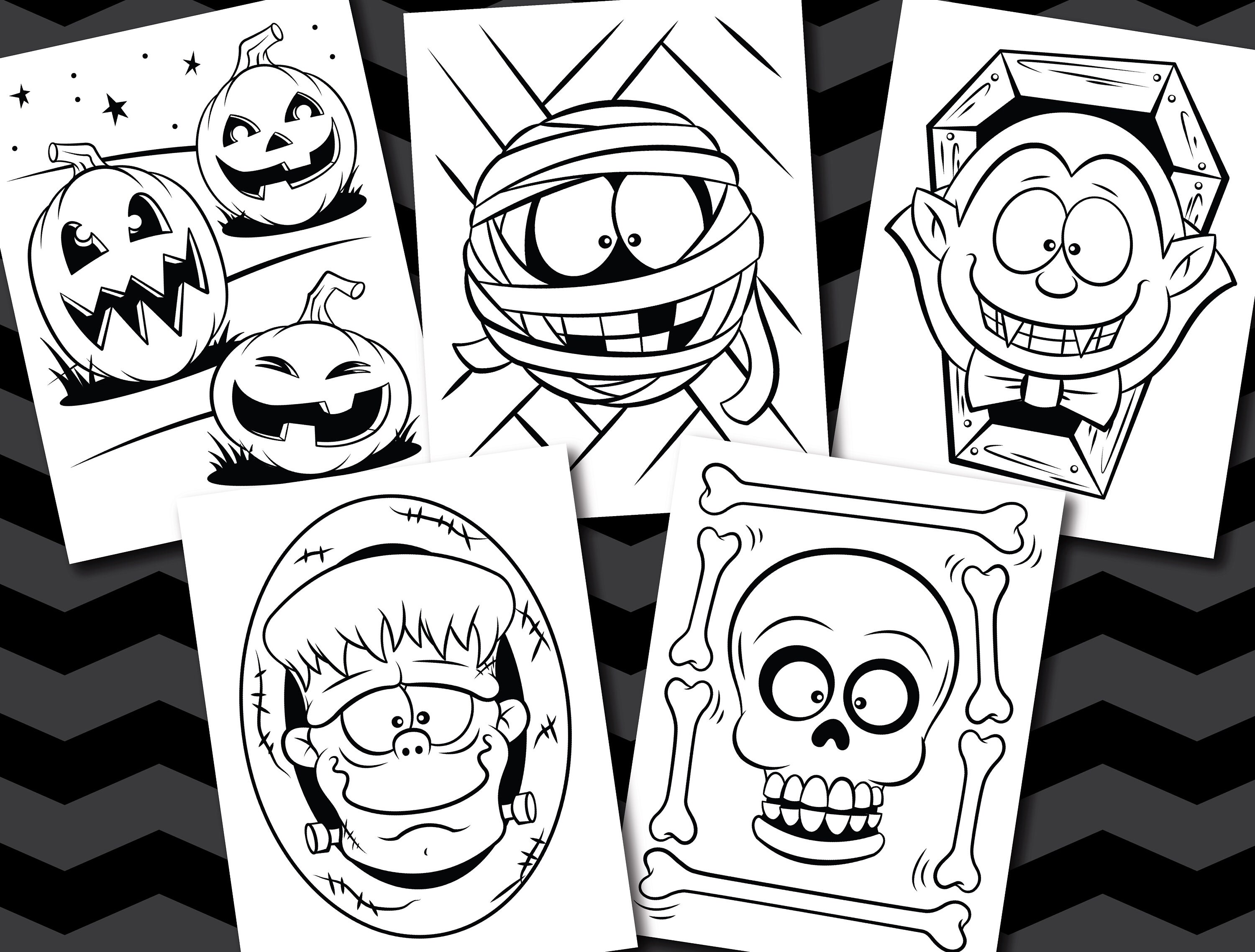 Halloween Coloring Page Set - Kids Halloween Activity - Kid Halloween ...