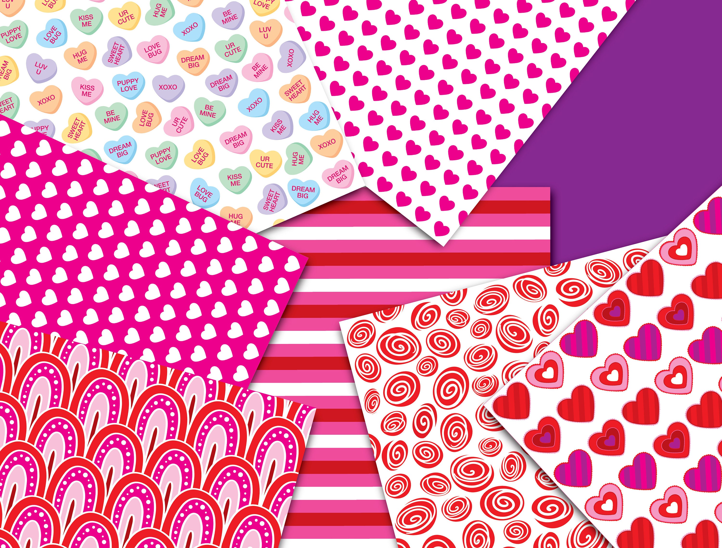 Valentine's Day Digital Paper Set - Valentine Seamless Pattern ...