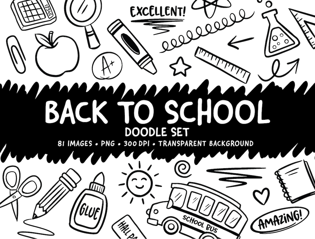 Back to School Doodle Clipart - Cute School Doodle Clipart - Cute ...