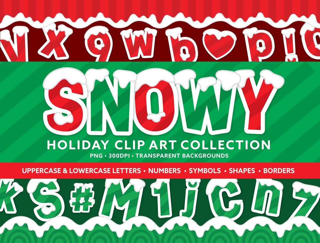 Snowy Alphabet Number Symbol Clipart Collection - Winter Snow Borders ...