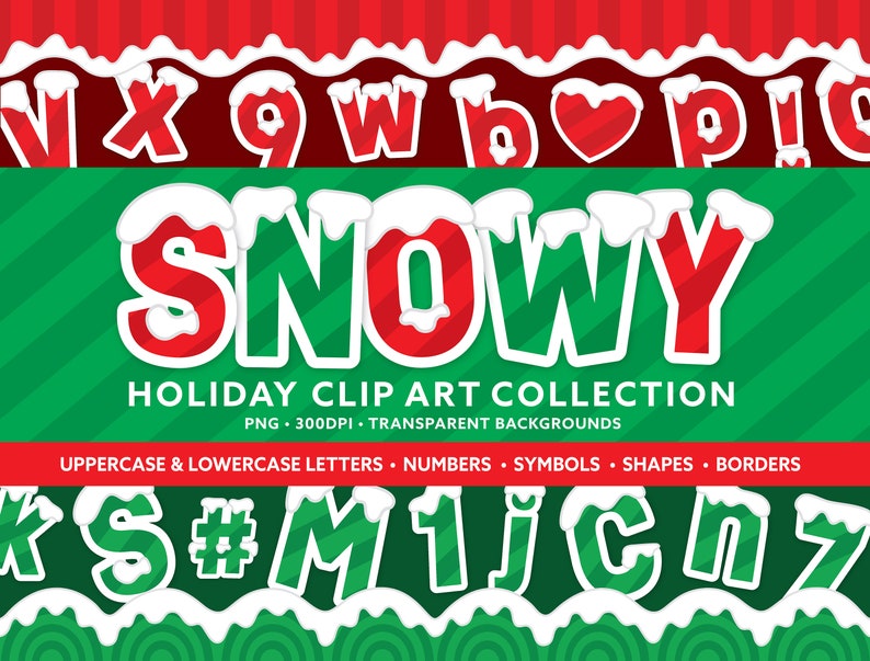 Snowy Alphabet Number Symbol Clipart Collection Winter Snow Borders ...