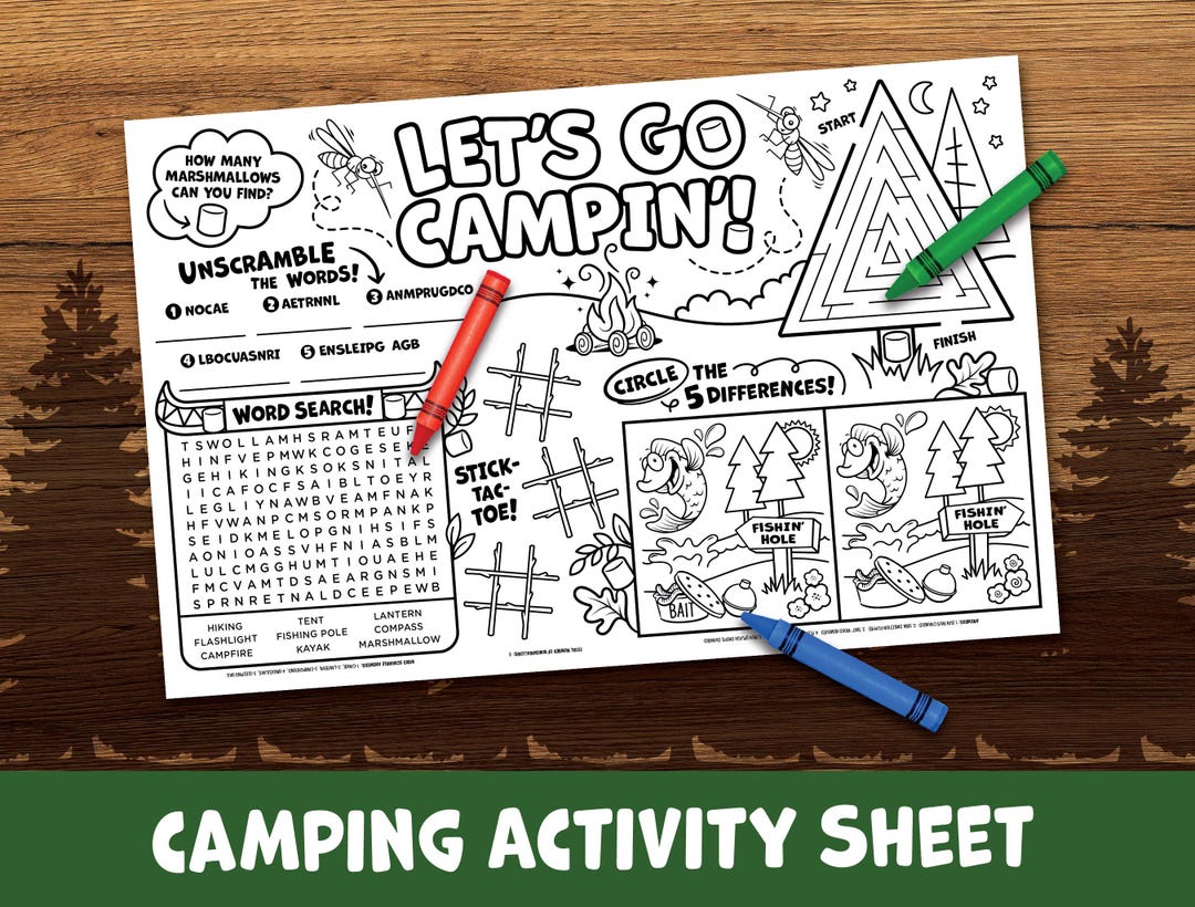 Camping Activity Sheet Printable - Summer Camp Printable - Camping ...