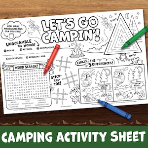 Camping Activity Sheet Printable - Summer Camp Printable - Camping ...