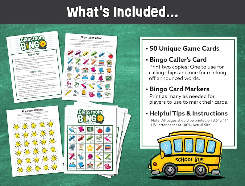 Back to School Bingo Game Printable Instant Download Classroom Bingo ...
