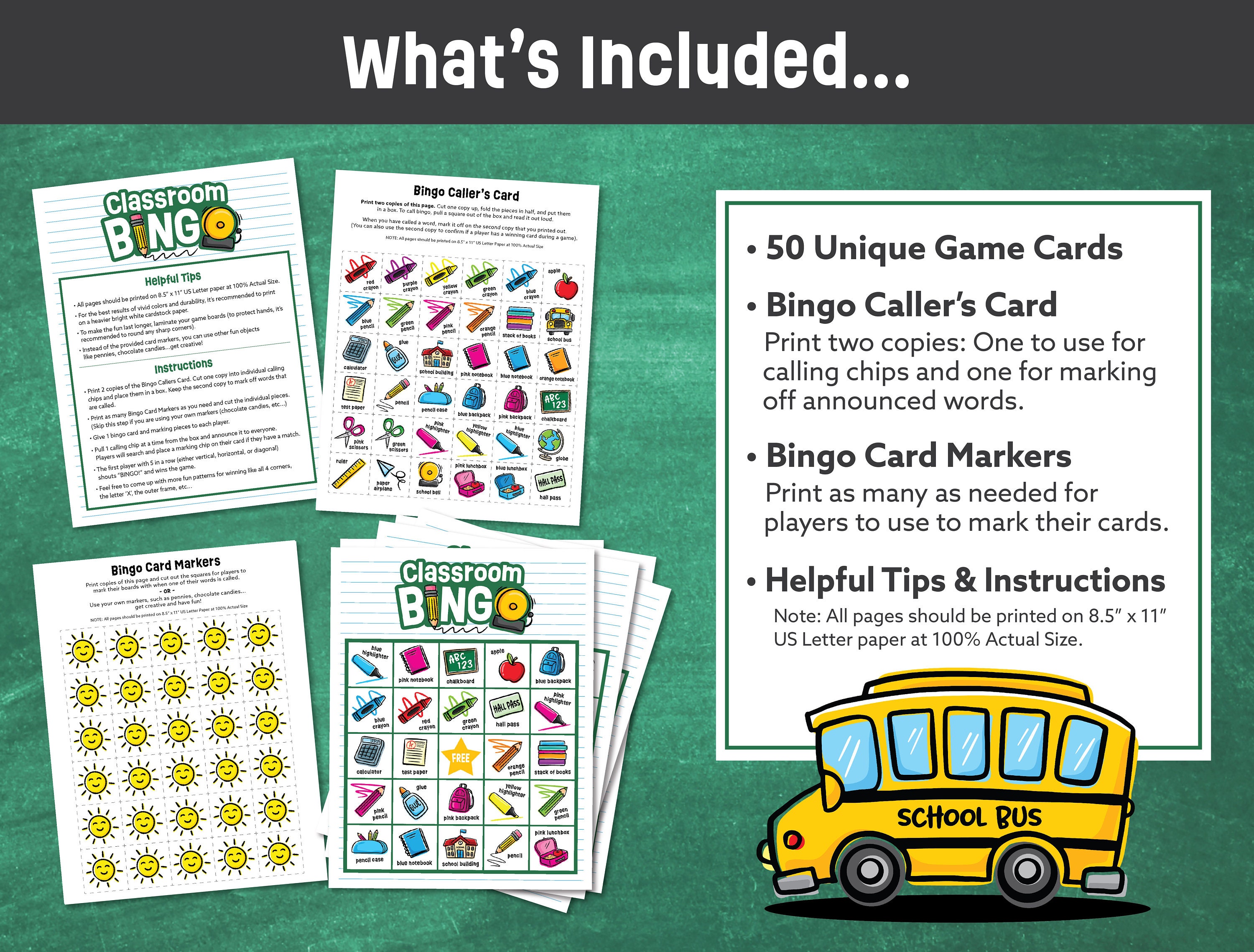 Back to School Bingo Game Printable - Instant Download - Classroom ...
