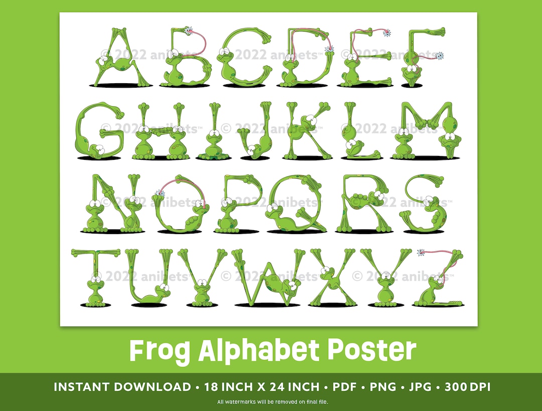 Frog Alphabet Poster 18x24 - Animal Alphabet - Frog Wall Art - Frog ...