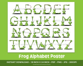 Fun Frog Abc Poster - Etsy