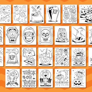 Halloween Coloring Page Set - Kids Halloween Activity - Kid Halloween ...
