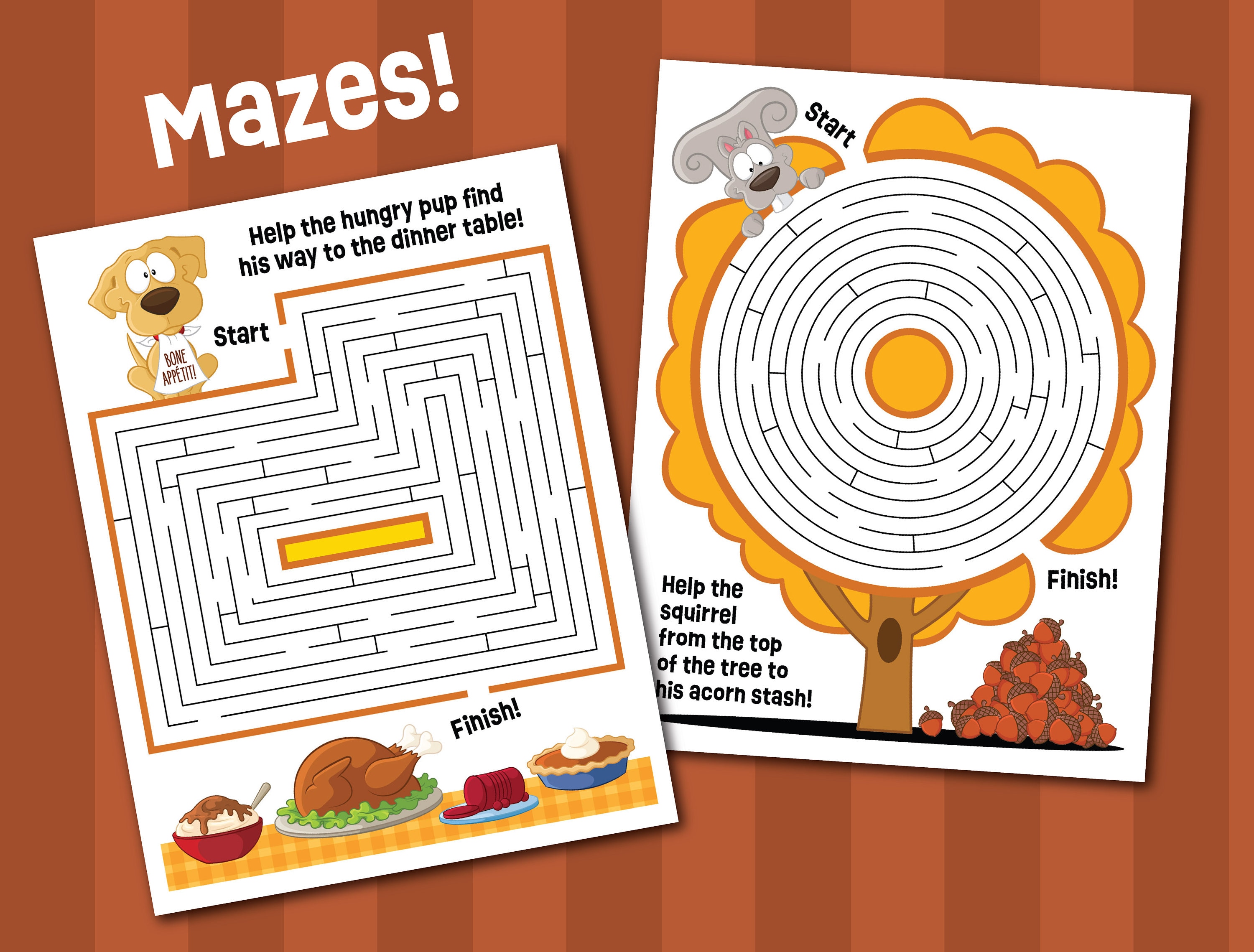 Kids Thanksgiving Activity Set Instant Download Thanksgiving Printables ...
