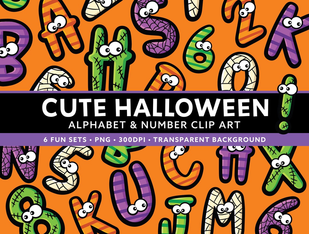 Halloween Alphabet Number Clipart - Instant Download PNG - Make Your ...