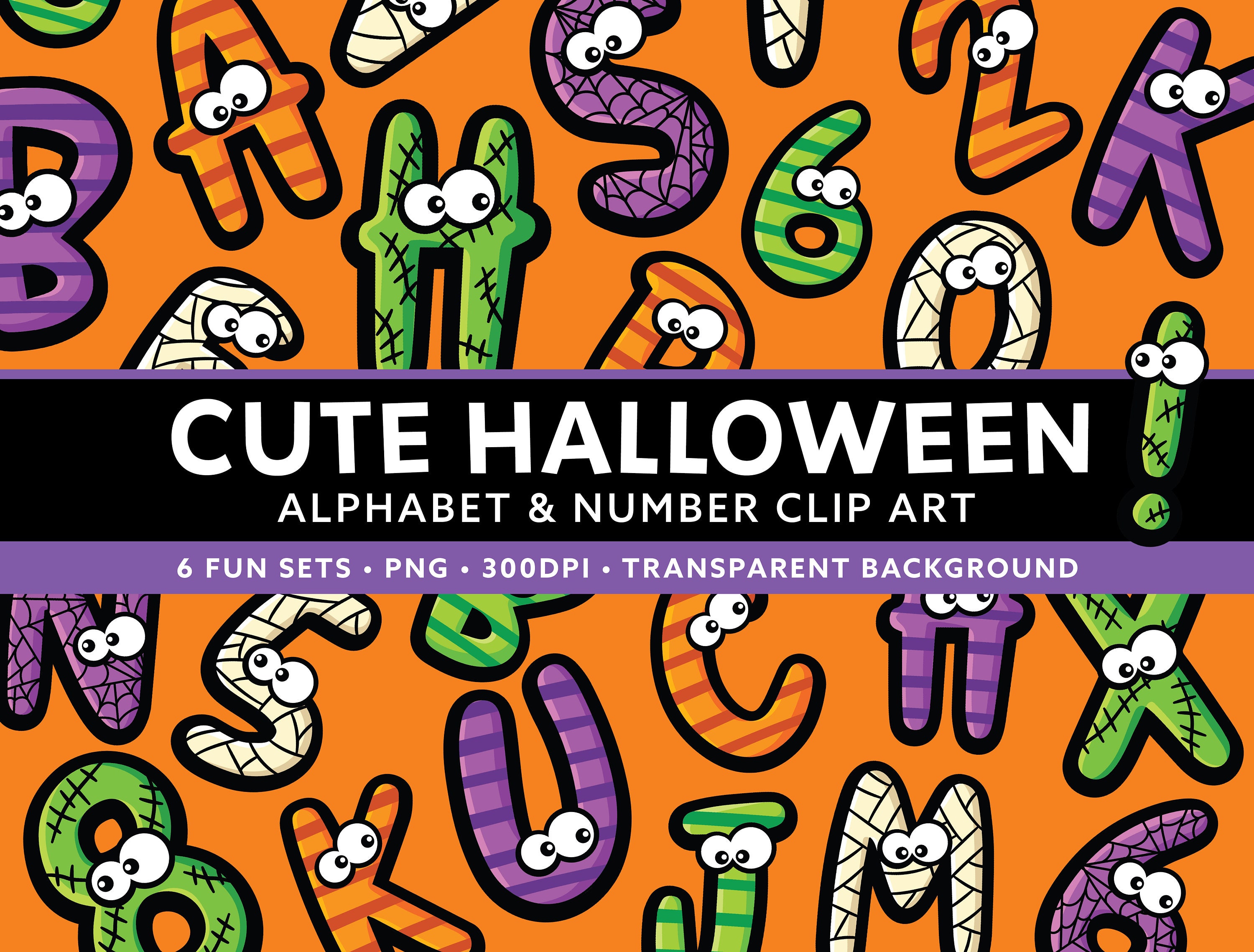 Halloween Alphabet Number Clipart Instant Download PNG Make Your Own ...