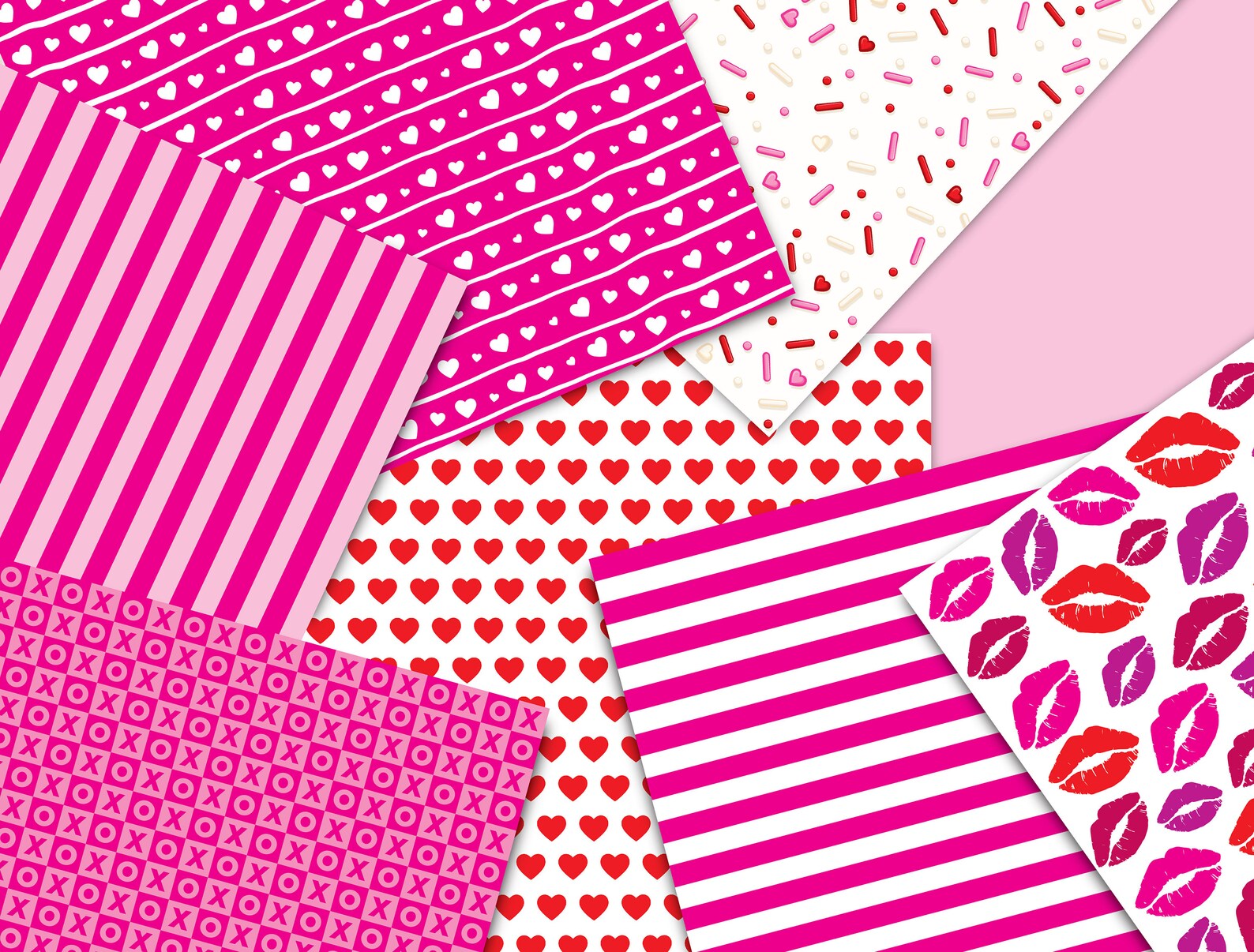 Valentine's Day Digital Paper Set - Valentine Seamless Pattern ...