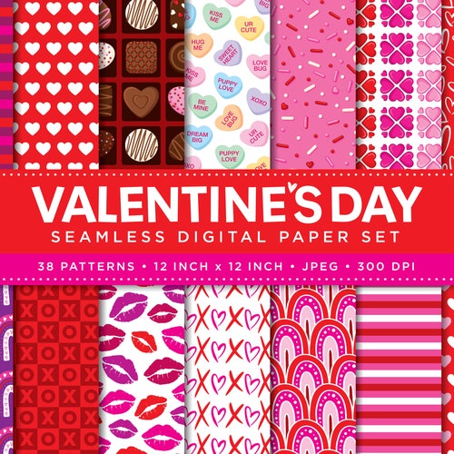 Valentines Day SEAMLESS Digital Paper Love Scrapbook - Etsy