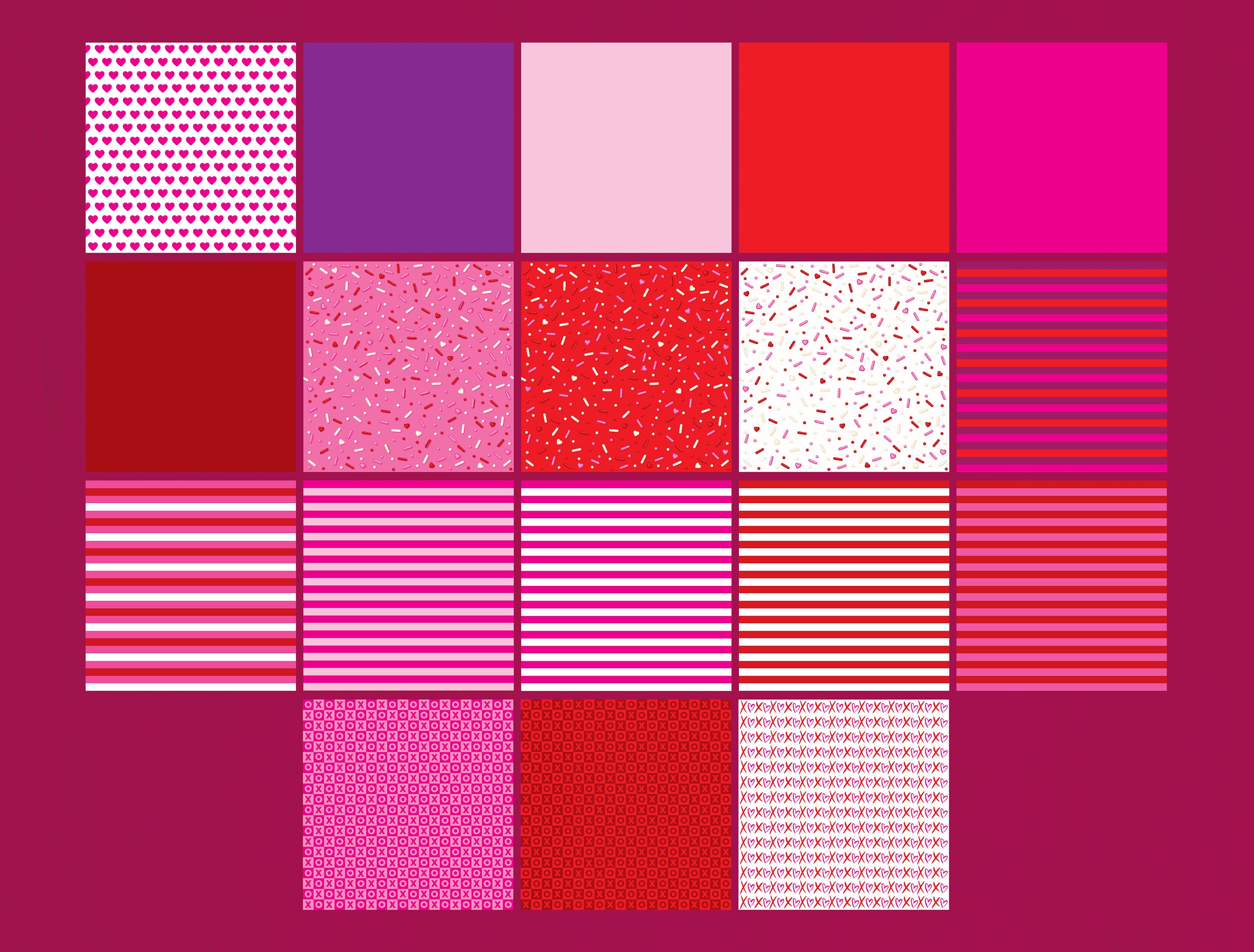 Valentine's Day Digital Paper Set - Valentine Seamless Pattern ...