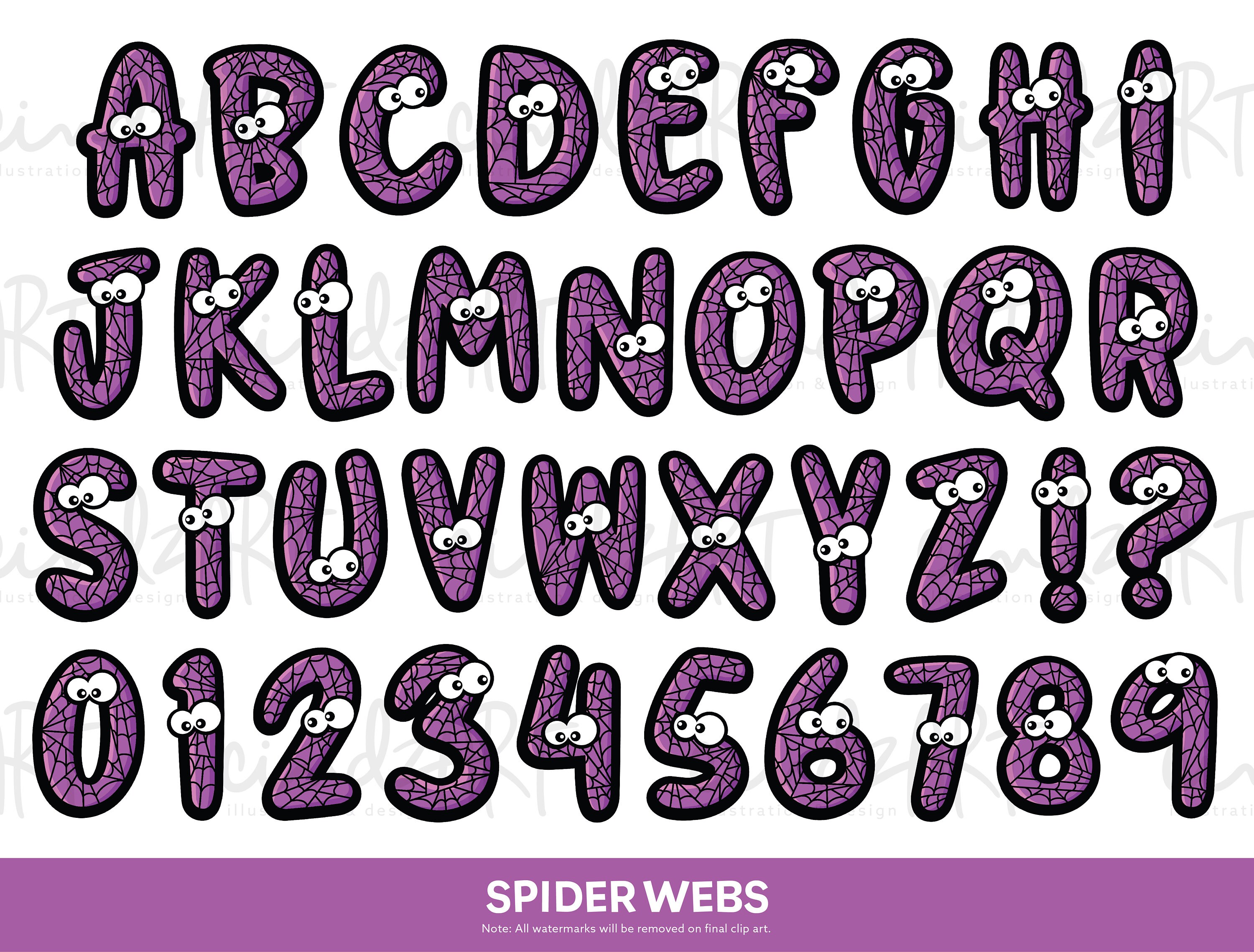 Halloween Alphabet Number Clipart Instant Download PNG Make Your Own ...