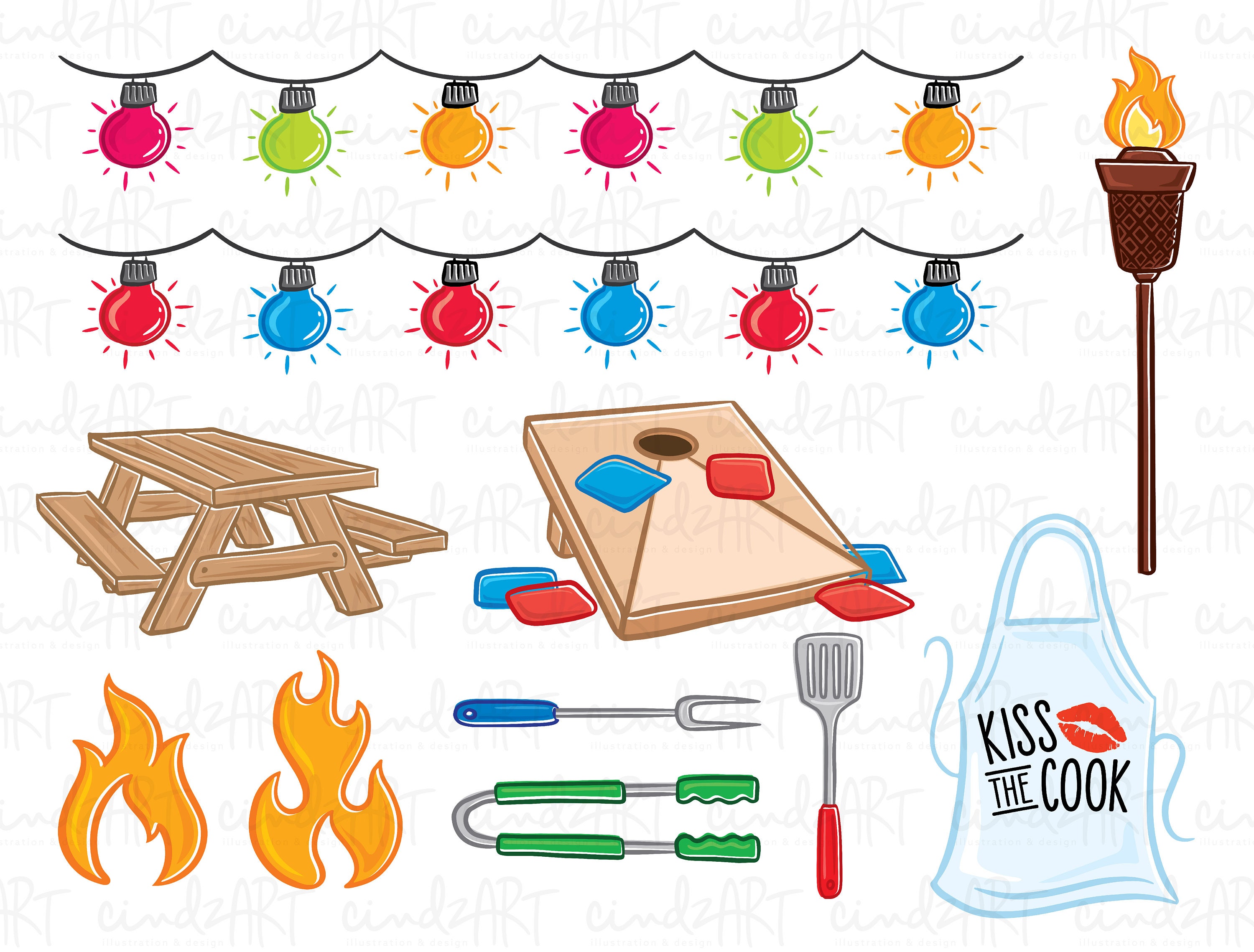 Backyard BBQ Clipart Summer Party Clip Art Beach Barbecue Clipart Cute ...