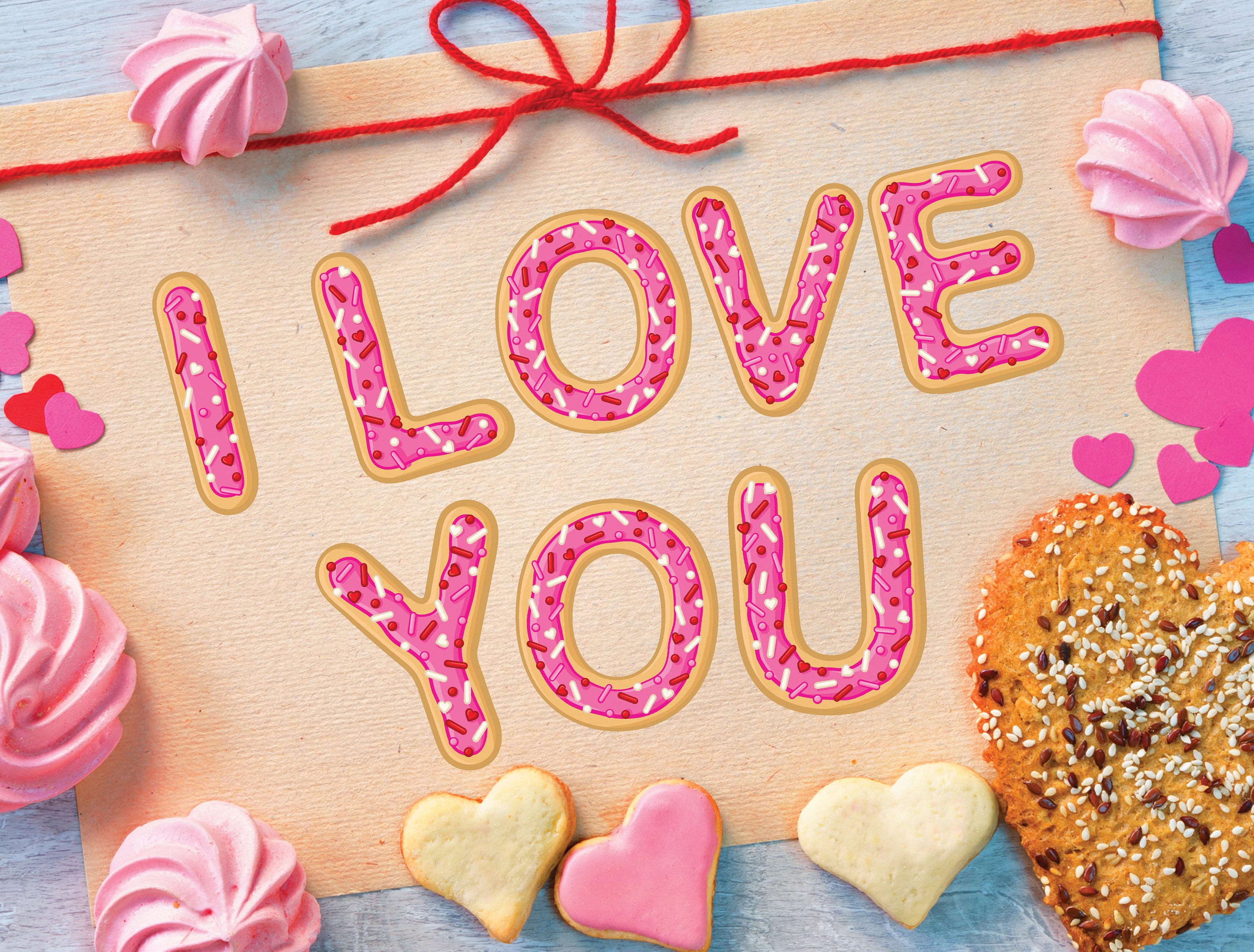 Valentine Cookie Clipart Instant Download Valentine's Day Font ...