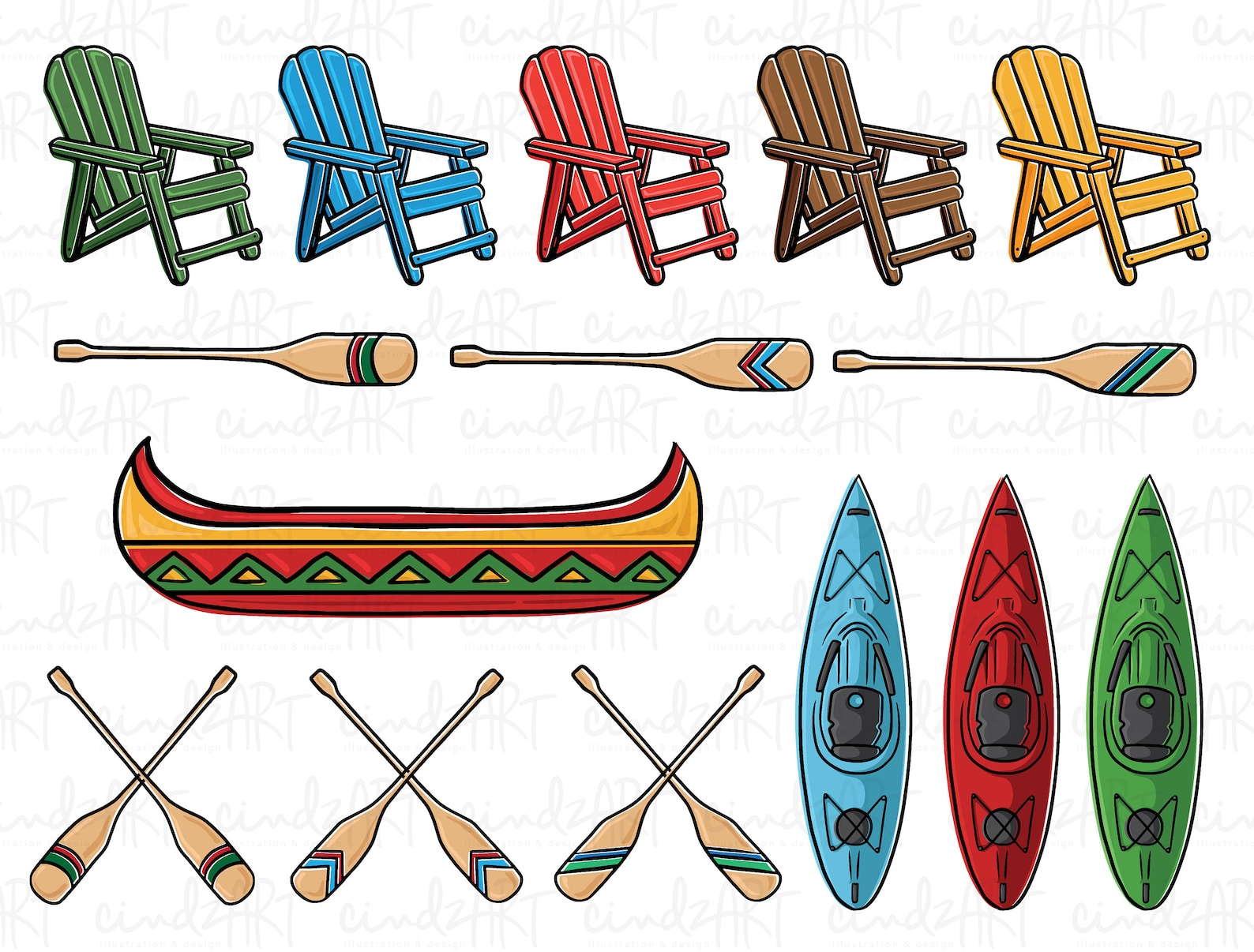 Camping Clipart Set Cute Summer Camp Clip Art Campground Clipart Summer ...