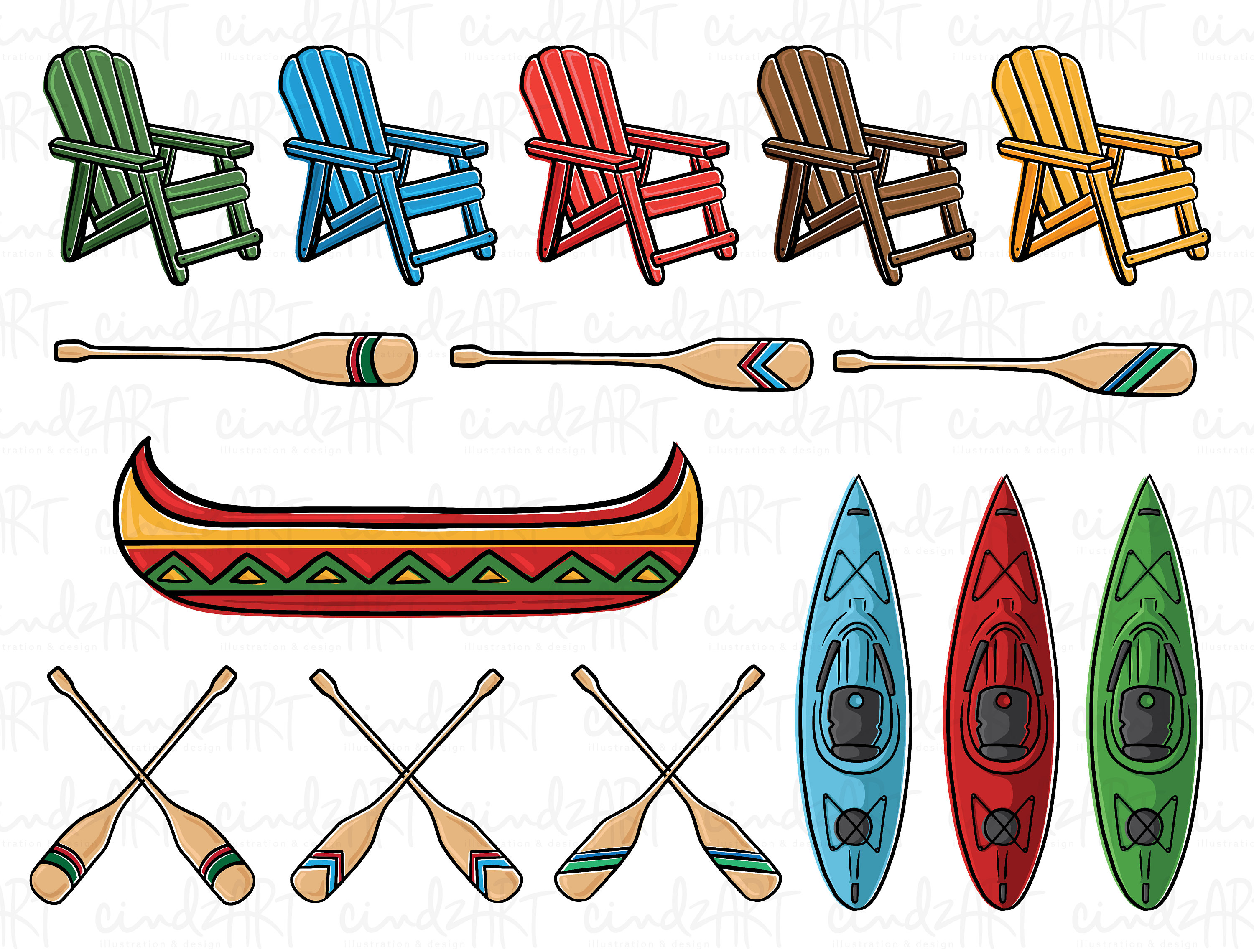 Camping Clipart Set Cute Summer Camp Clip Art Campground Clipart Summer ...