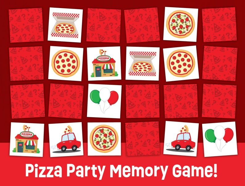 Pizza Party Memory Match Game Printable - Fun Pizza Printable Kids ...