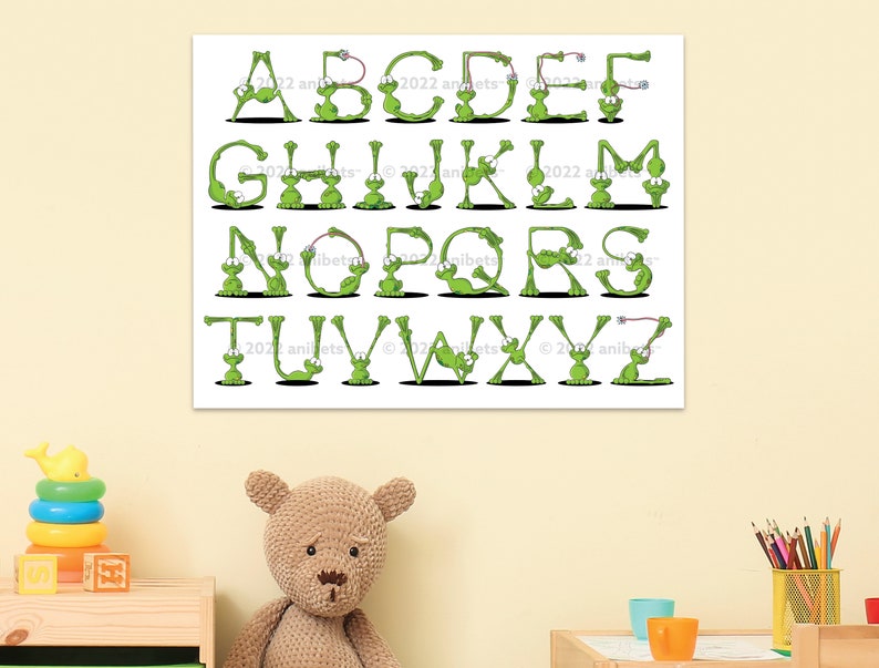 Frog Alphabet Poster 18x24 - Animal Alphabet - Frog Wall Art - Frog ...