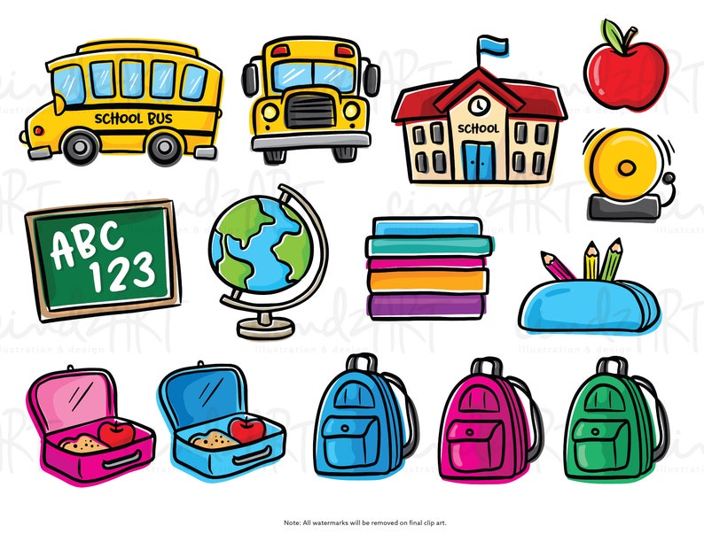 Back to School Classroom Clipart Digital Download Cute - Etsy