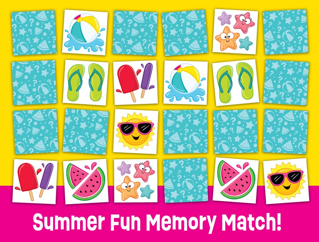 Summer Fun Memory Match Printable - Instant Download - Fun Summer Kid ...