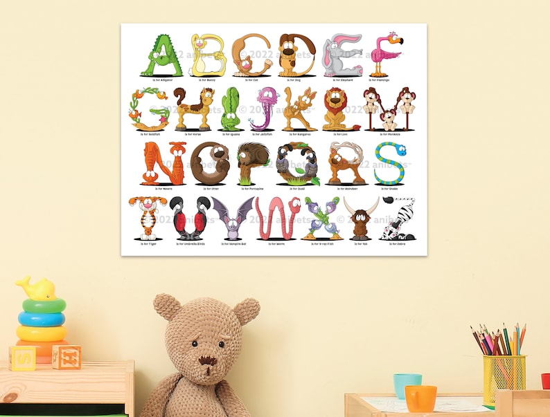 Animal Alphabet Poster 18x24 - Animal Alphabet - ABC Wall Art - Animal ...