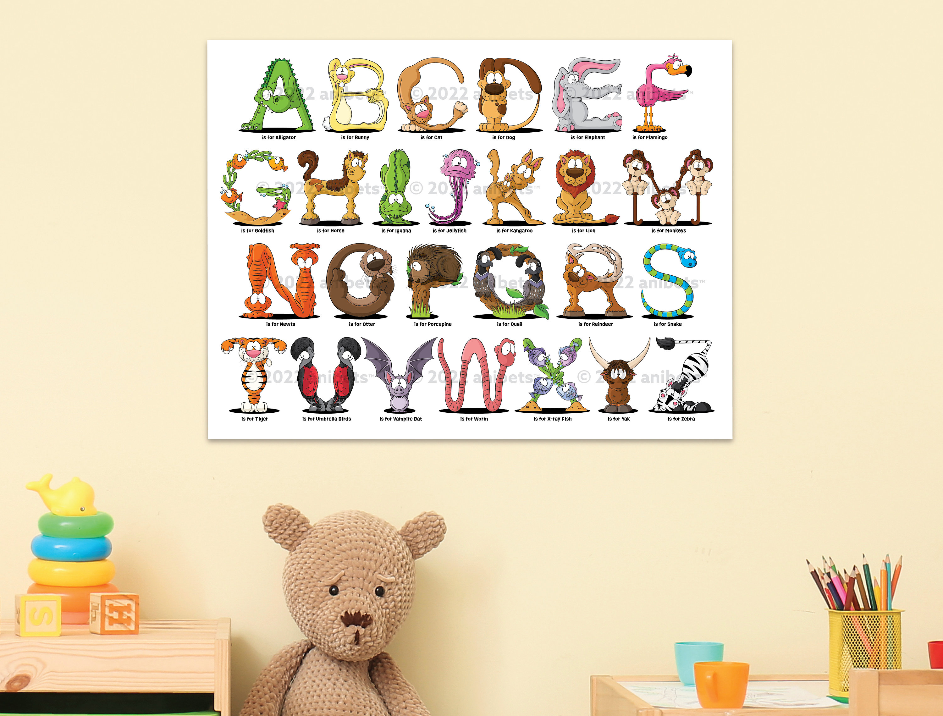 Animal Alphabet Poster 18x24 - Animal Alphabet - ABC Wall Art - Animal ...