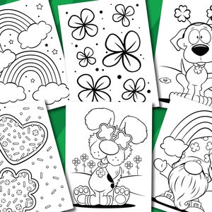 St. Patricks Day Coloring Page Set - Instant Download - Saint Paddy's ...