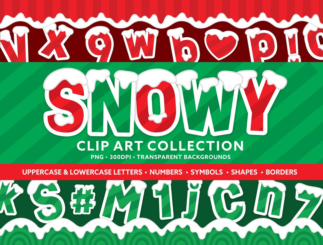 Snowy Alphabet Number Symbol Clipart Collection Winter Snow Borders ...