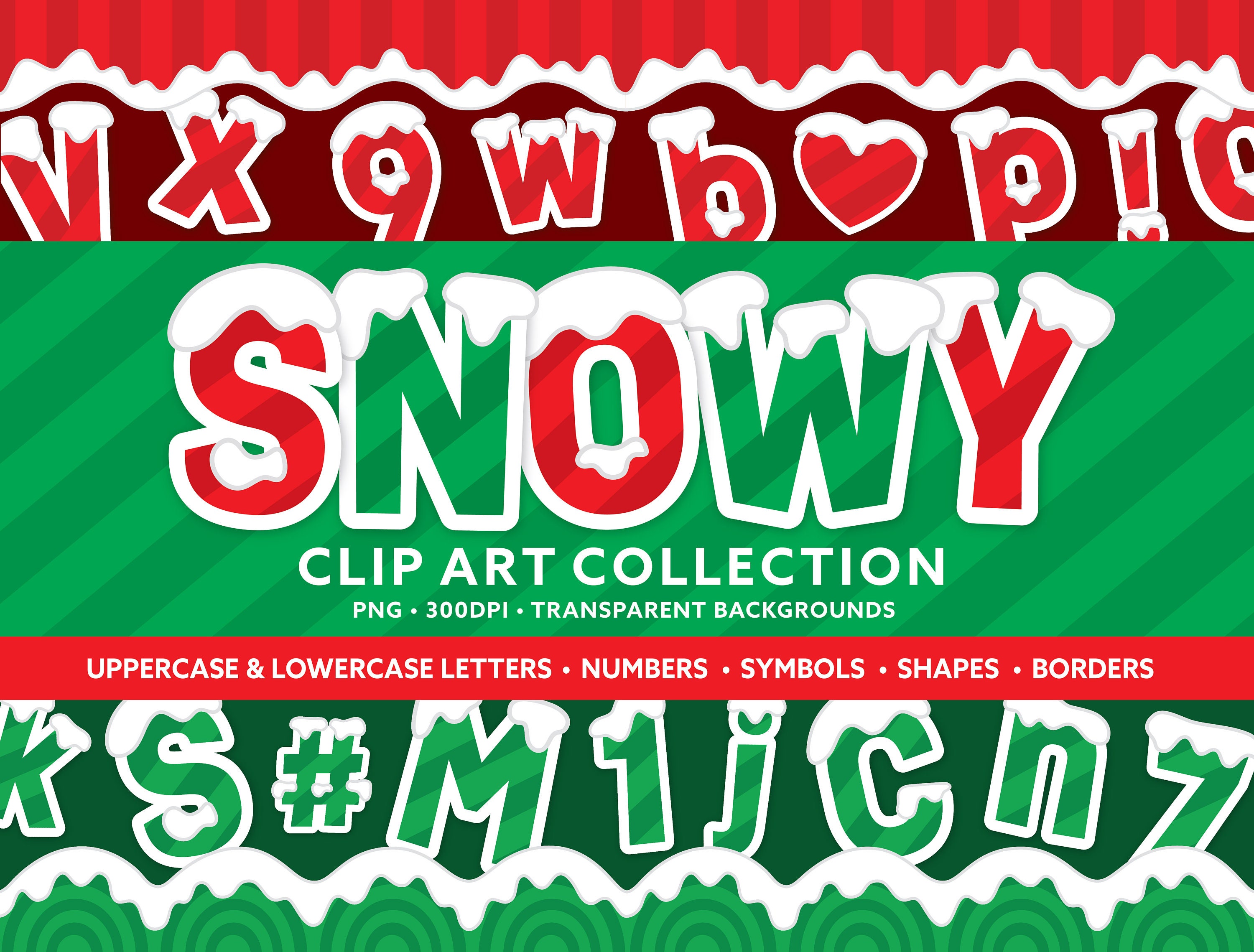 Snowy Alphabet Number Symbol Clipart Collection Winter Snow Borders ...