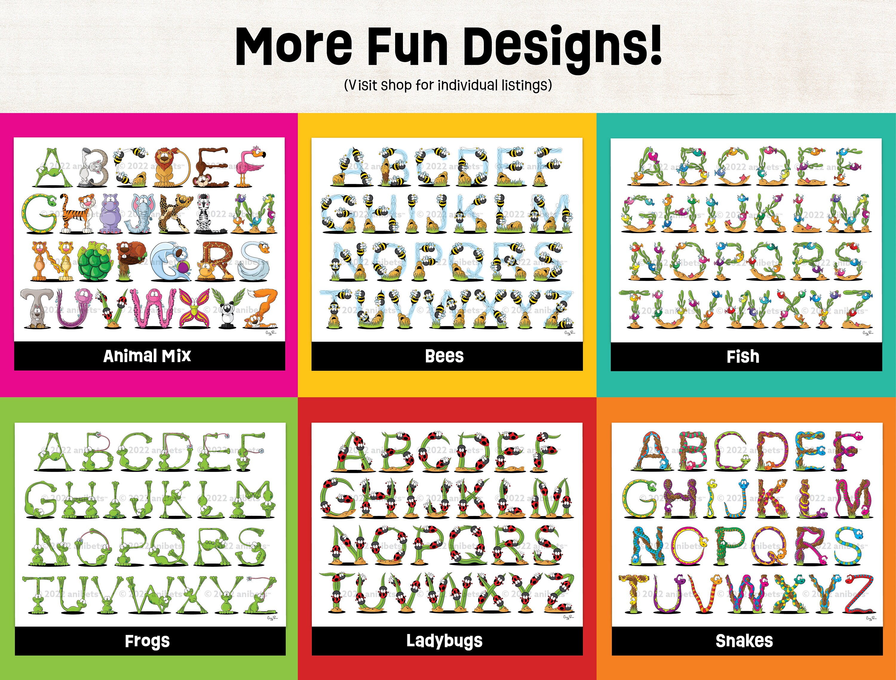 Animal Alphabet Poster 18x24 Animal Alphabet ABC Wall Art Animal Letter ...