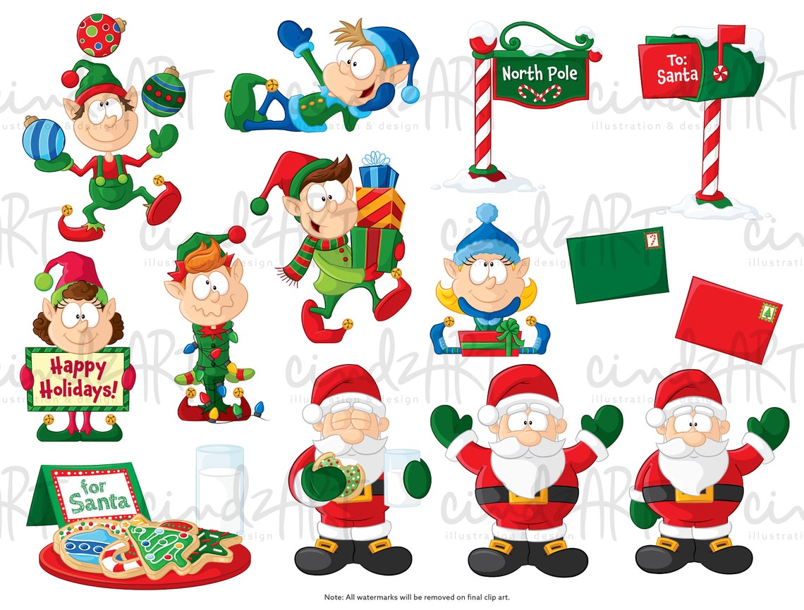 Cute Christmas Clip Art Commercial Use Christmas Clipart - Etsy