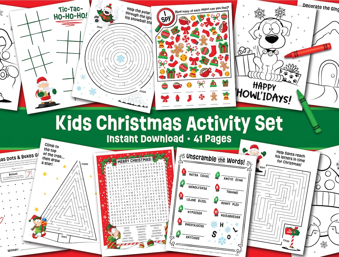 Kids Christmas Activity Bundle - Christmas Party Games for Kids ...