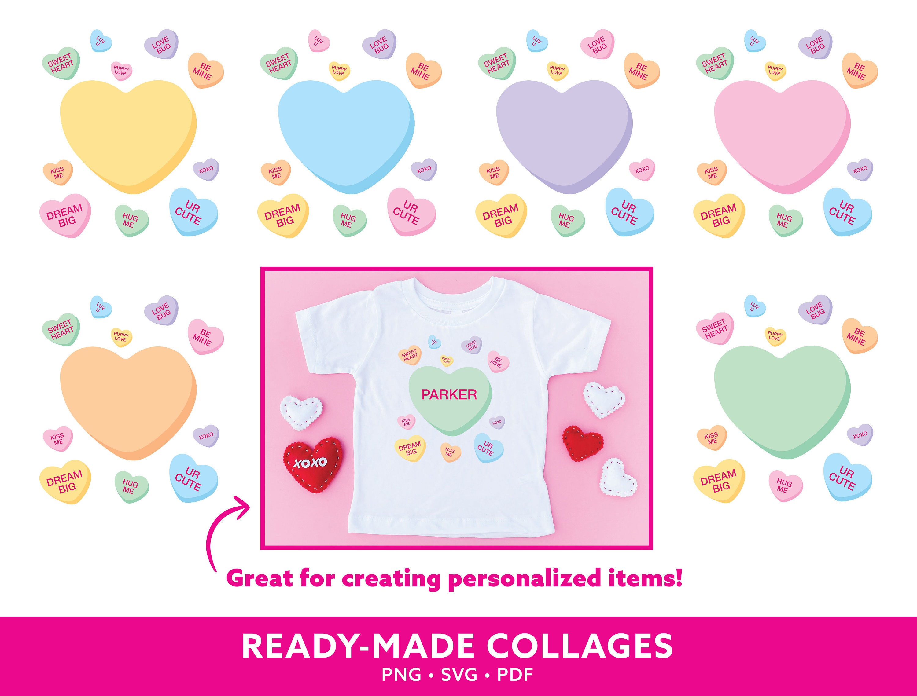 Candy Heart SVG Candy Hearts Png Valentine Hearts Svg Candy Heart ...