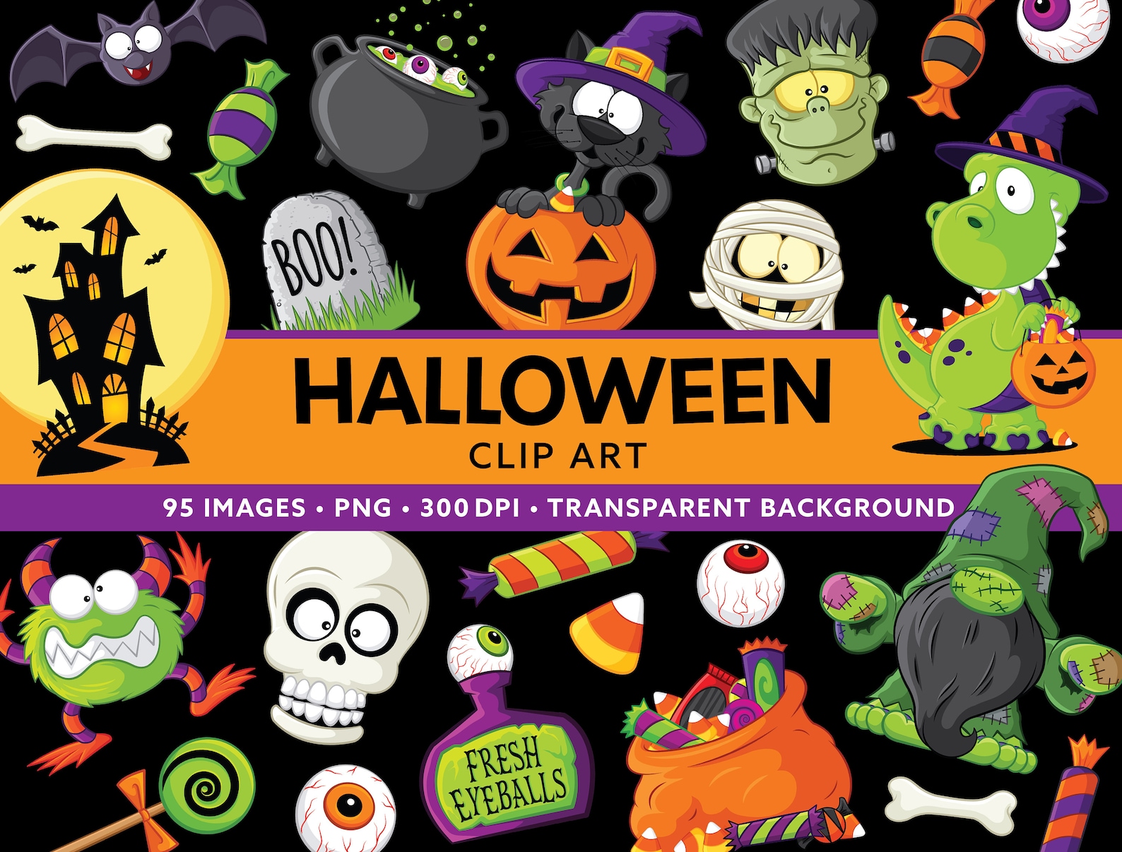 Cute Halloween Clip Art - Halloween Party Decor - Halloween ...