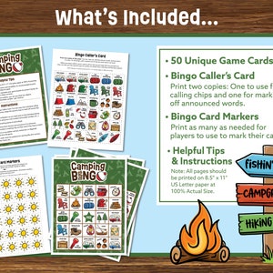Camping Bingo Printable - Campground Party Game - Instant Download ...