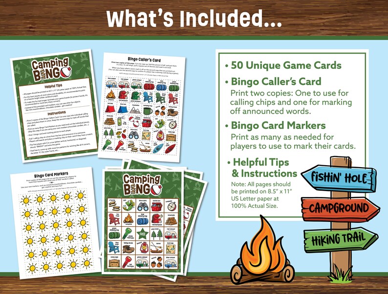 Camping Bingo Printable Campground Party Game Instant Download Camping ...