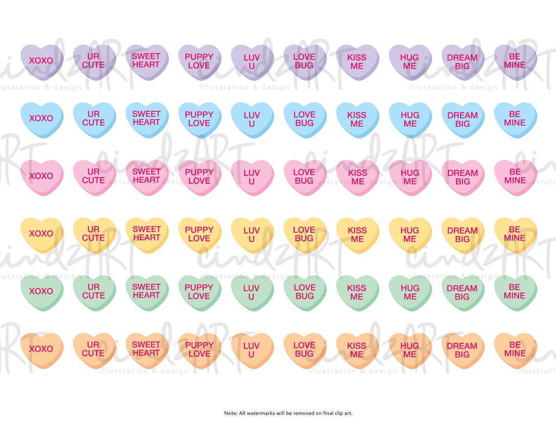 Cute Valentine's Day Clip Art Valentine Clipart Candy - Etsy
